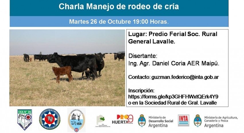 Esta tarde se realizará la "Charla Manejo de rodeo de cría"
