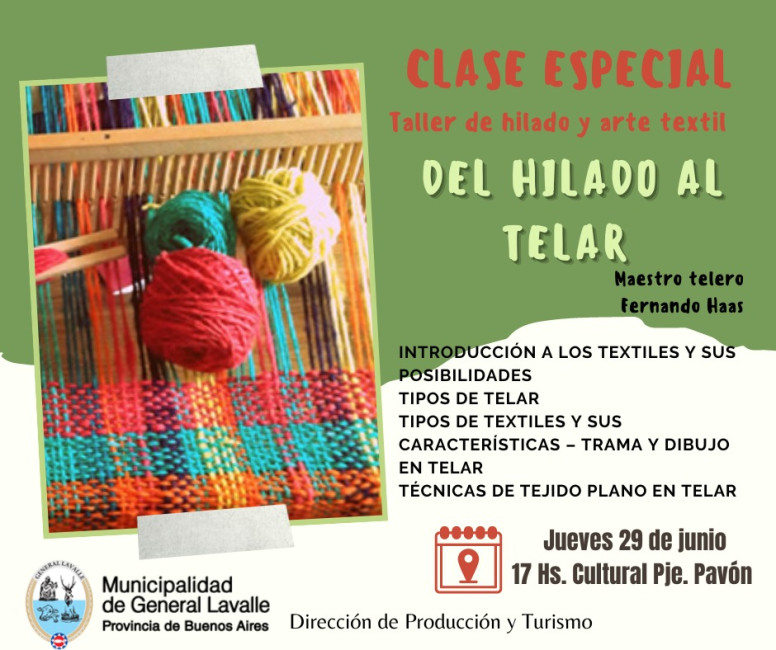 Esta tarde habrá una “clase especial del hilado al telar” en Pavón